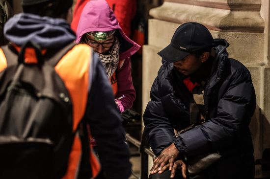 Avolunteer Interviews Homeless People During Solidarity Editorial Stock ...