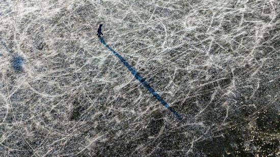 People Skating On Frozen Fen Near Editorial Stock Photo - Stock Image ...