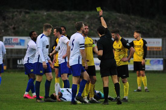 Referee Daniel Frizzell Awards Yellow Card Editorial Stock Photo ...