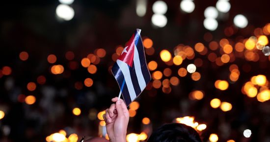 Cuban Citizen Holds National Flag During Editorial Stock Photo - Stock ...