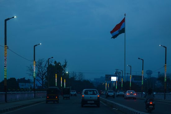 Indian National Flag Tricolour Waves Installed Editorial Stock Photo ...
