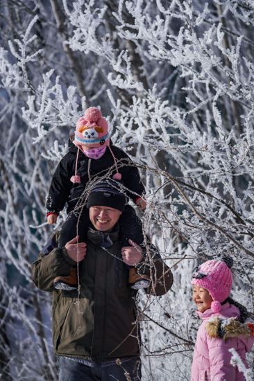 People Enjoy Rime Scenery Near Songhua Editorial Stock Photo - Stock ...