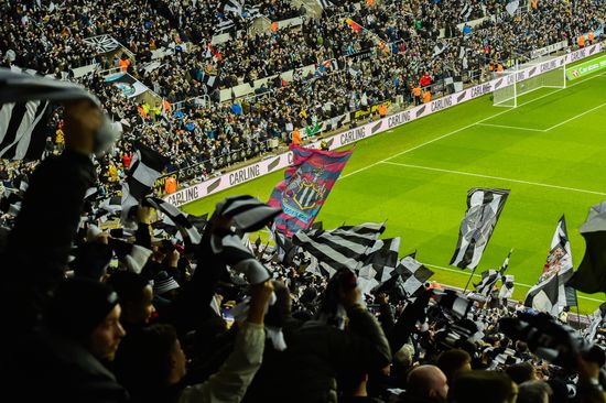 Newcastle United Fans Waving Flags Before Editorial Stock Photo - Stock ...