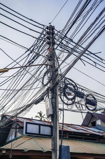 Chaotic Power Wiring On Ko Phi Editorial Stock Photo - Stock Image ...