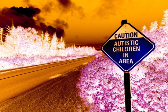 Caution Autistic Children Area Road Sign Editorial Stock Photo - Stock ...