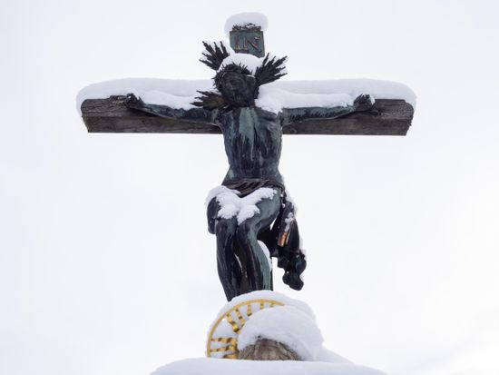 Fresh Snow Jesus On Cross Part Editorial Stock Photo - Stock Image ...