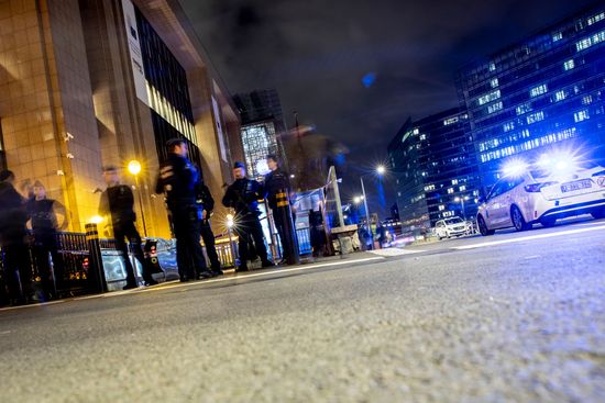 Police Officers Hold Security Perimeter Around Editorial Stock Photo ...