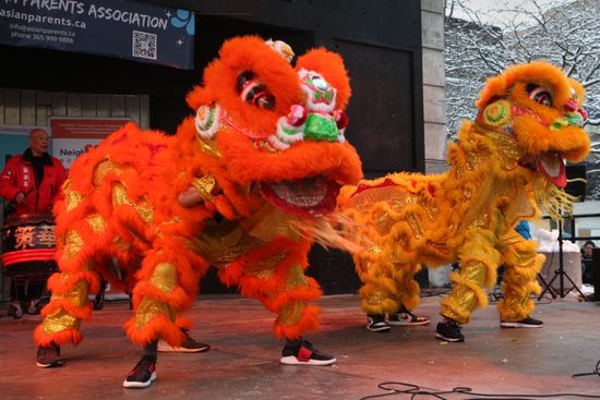 Chinese Dancers Perform Lion Dance During Editorial Stock Photo - Stock ...
