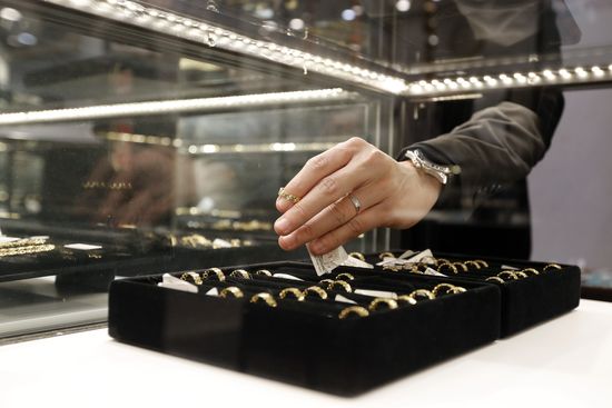 Salesman Picks Gold Item Jewelry Shop Editorial Stock Photo - Stock ...