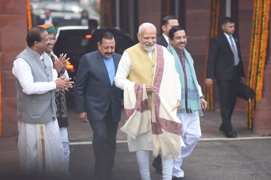Prime Minister Narendra Modi Arrives Parliament Editorial Stock Photo ...