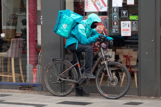 Deliveroo Food Delivery Cyclists Waits Outside Editorial Stock Photo ...