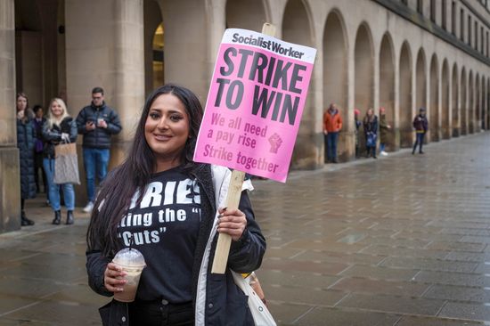 Teacher Placard Awaits Start March Teachers Editorial Stock Photo ...