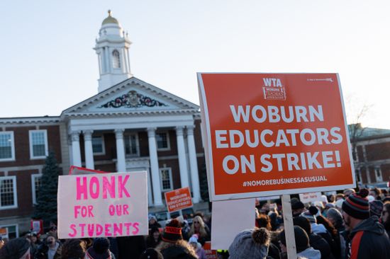 Educators Hold Signs Front City Hall Editorial Stock Photo - Stock ...