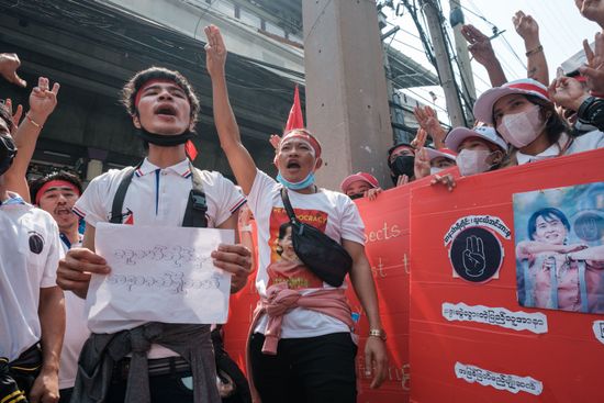 Protesters Shouting Slogans While Holding Prodemocracy Editorial Stock ...