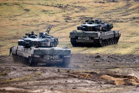 Two Leopard 2 A6 Battle Tanks Editorial Stock Photo - Stock Image ...