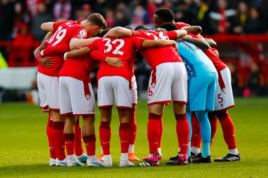 Nottingham Forest Players Huddle Before Kickoff Editorial Stock Photo ...