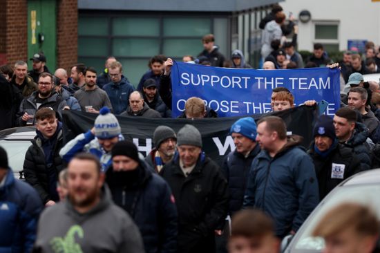 Everton Fans Protest Against Board Ahead Editorial Stock Photo - Stock ...