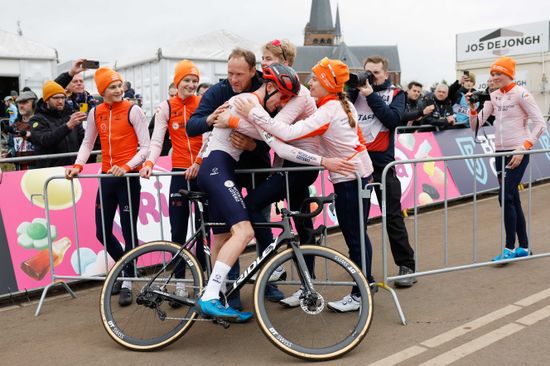 Dutch Cyclist Ryan Kamp Celebrates Teammates Editorial Stock Photo ...