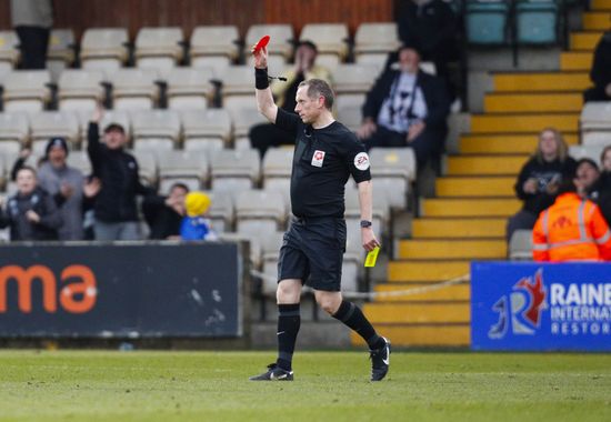 Referee Paul Johnson Shows Ruben Rodrigues Editorial Stock Photo ...