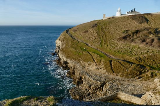Rugged Coastline Anvil Point Lighthouse On Editorial Stock Photo ...