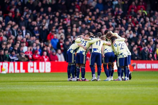 Leeds United Players Huddle During Premier Editorial Stock Photo ...