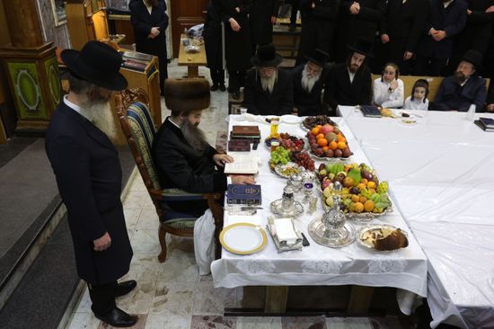 Ultraorthodox Jews Sit Their Rabbis Around Editorial Stock Photo ...