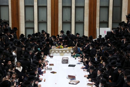 Ultraorthodox Jews Sit Their Rabbis Around Editorial Stock Photo ...