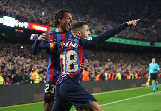 Jordi Alba Jules Kounde Goasl Celebration Editorial Stock Photo - Stock ...