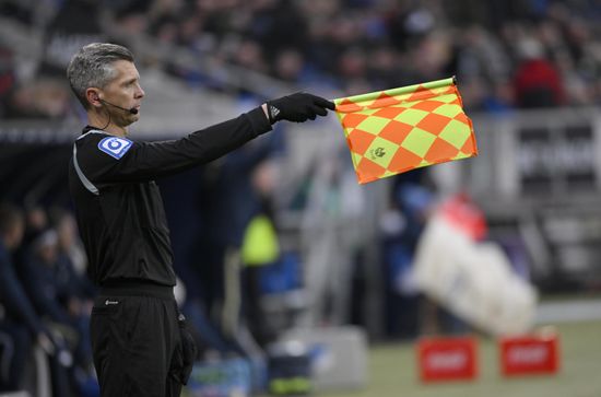 Linesman Assistant Referee Assistant Indicates Offside Editorial Stock ...