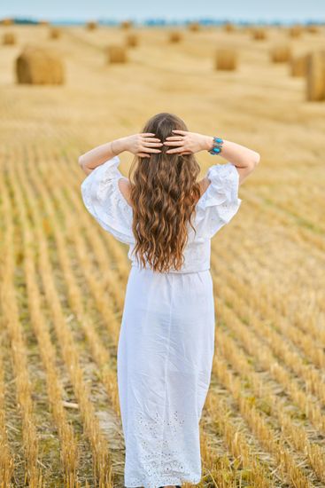 Back View Woman White Sundress Hat Editorial Stock Photo - Stock Image ...