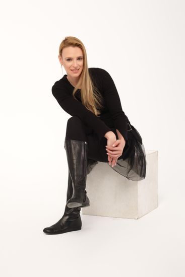 Cute Lady Sitting On White Cube Editorial Stock Photo - Stock Image ...