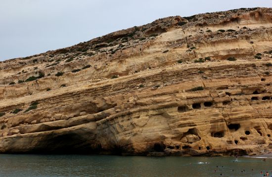 Matala Sandstone Rocks Caves Bay Messara Editorial Stock Photo - Stock ...