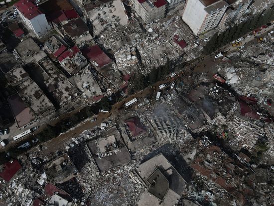 Aerial Photo Taken Drone Shows Collapsed Editorial Stock Photo - Stock ...
