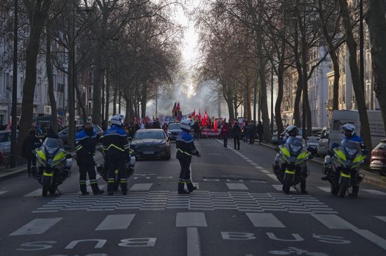 Police Motorcyclists Wait Start Demonstration On Editorial Stock Photo ...