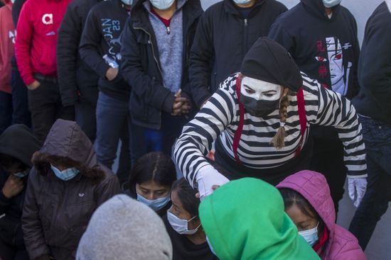 Mimes Interact Minors Deported Mexico Upon Editorial Stock Photo ...