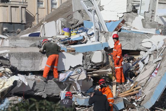 Rescuers Search Survivors Among Rubble Building Editorial Stock Photo ...
