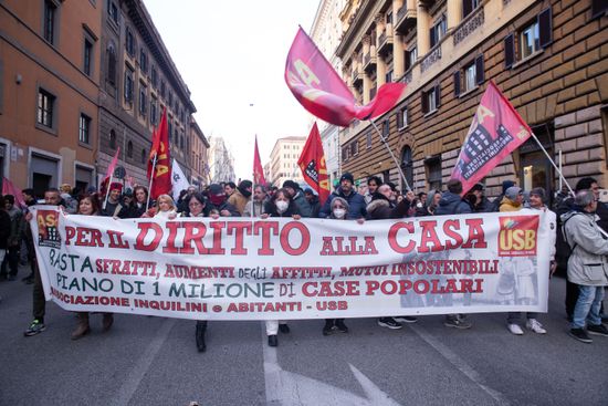 Demonstration Organized Rome By Movements Right Editorial Stock Photo ...