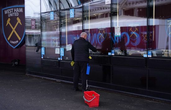 Staff Member Cleans Ticket Office Windows Editorial Stock Photo - Stock ...