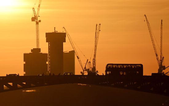 Bus Passes Construction Work Crosses Tower Editorial Stock Photo ...