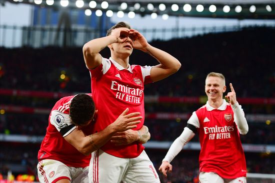 Goal Celebrations Leandro Trossard Arsenal Granit Editorial Stock Photo ...