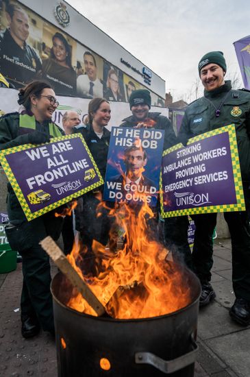 Picket Line Unison Ambulance Crew Outside Editorial Stock Photo - Stock ...
