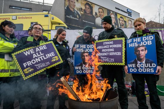 Picket Line Unison Ambulance Crew Outside Editorial Stock Photo - Stock ...