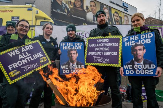 Picket Line Unison Ambulance Crew Outside Editorial Stock Photo - Stock ...