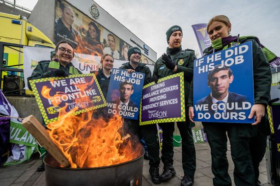 Picket Line Unison Ambulance Crew Outside Editorial Stock Photo - Stock ...