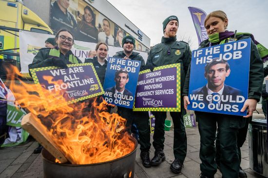Picket Line Unison Ambulance Crew Outside Editorial Stock Photo - Stock ...