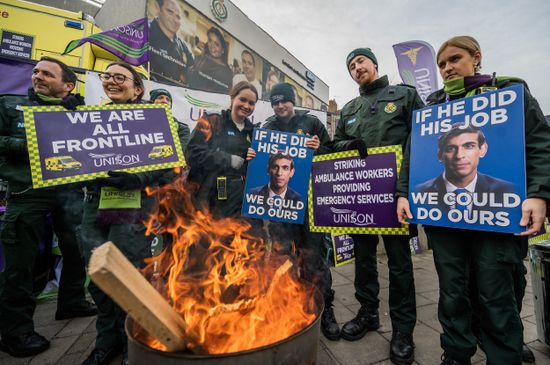 Picket Line Unison Ambulance Crew Outside Editorial Stock Photo - Stock ...