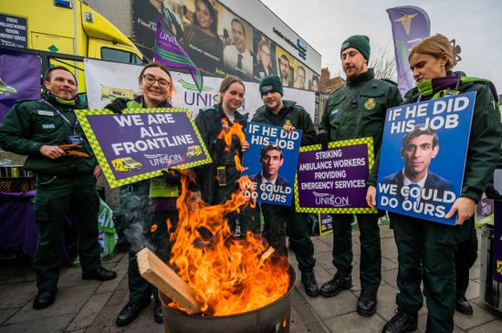 Picket Line Unison Ambulance Crew Outside Editorial Stock Photo - Stock ...