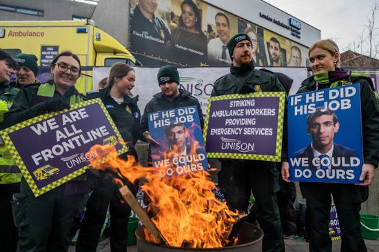 Picket Line Unison Ambulance Crew Outside Editorial Stock Photo - Stock ...