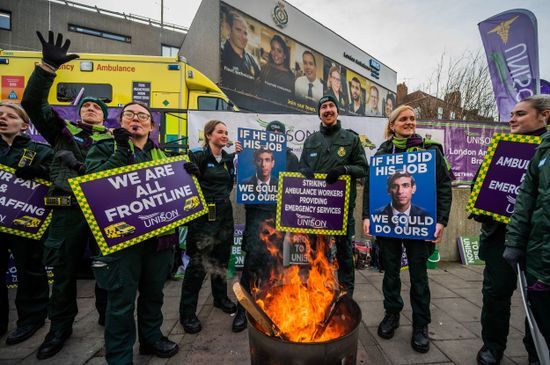 Picket Line Unison Ambulance Crew Outside Editorial Stock Photo - Stock ...