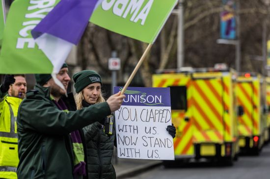 Picket Line Unison Ambulance Crew Outside Editorial Stock Photo - Stock ...
